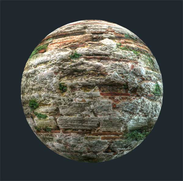 Old brick wall with grass 3d Textures seamless Free High Res 4k