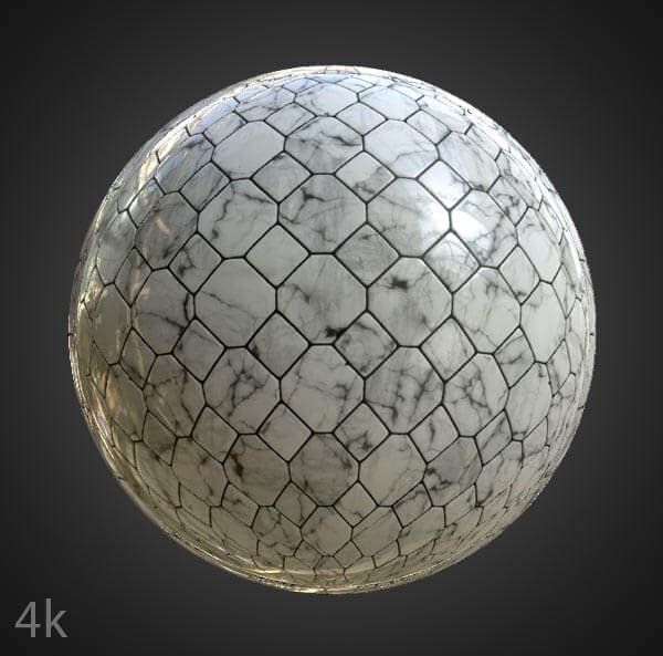 White Marble Tile floor 3d texture PBR 4k Free download