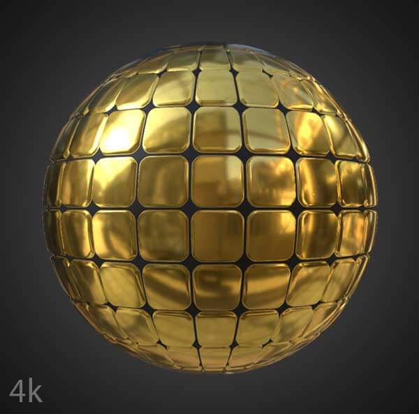 Gold 3d Texture square wall PBR material High Res 4k Free