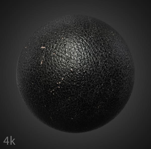 Damaged Black Leather 3D Texture PBR HD 4k Free Download