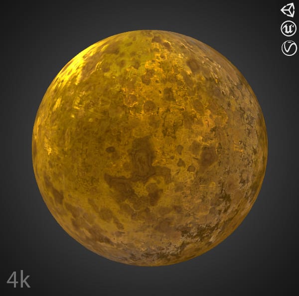 Gold Damaged texture PBR 4K Unity Unreal Vray Free Download
