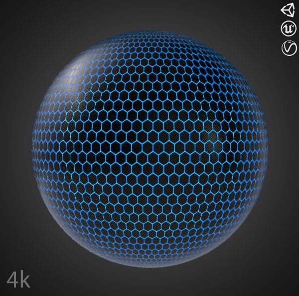 Carbon Fiber Hexagon Blue 3d Textures PBR 4K for Free