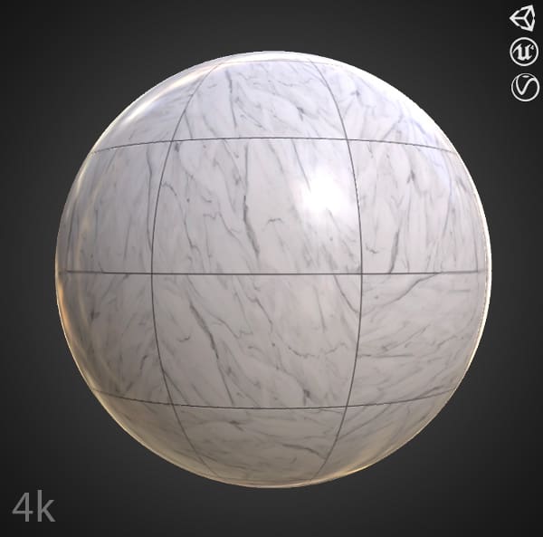 White Marble Tile PBR Texture 3D High Res 4k Free Download