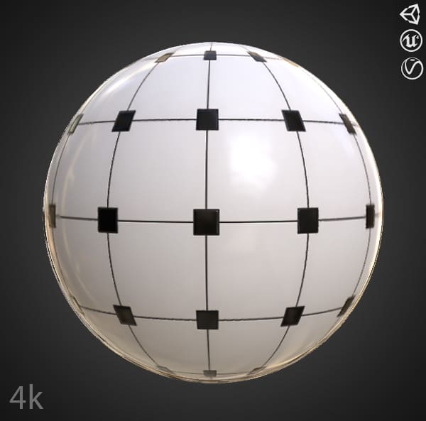 Ceramic Black White Square Tiles PBR Texture 3D High Res Free