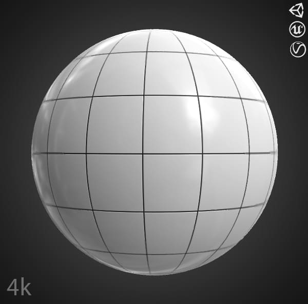 White Ceramic Wall Tile PBR Texture 3D High Resolution 4k Free