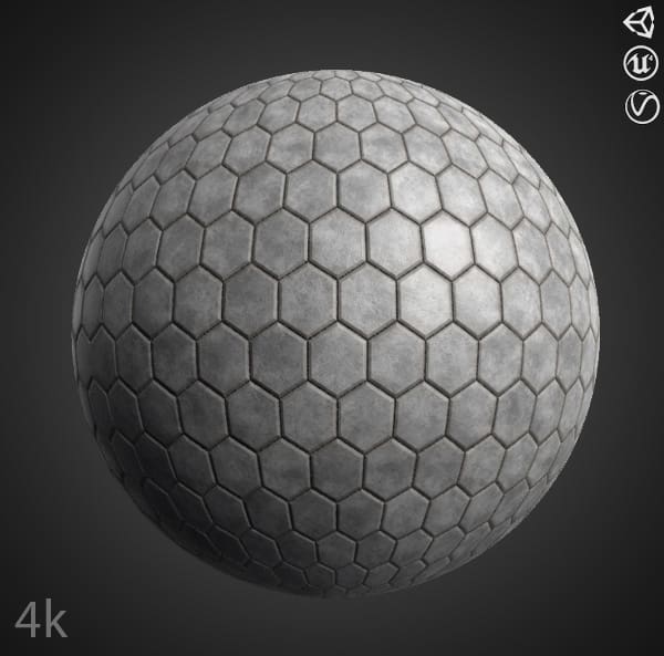 Concrete Paving Hexagonal 3D Texture PBR High Res 4K Free
