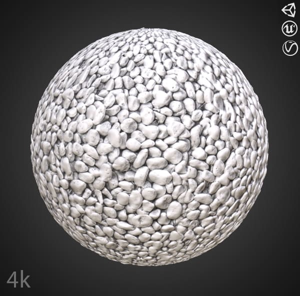 White Pebbles stones ground 3D Texture PBR 4K Free Download