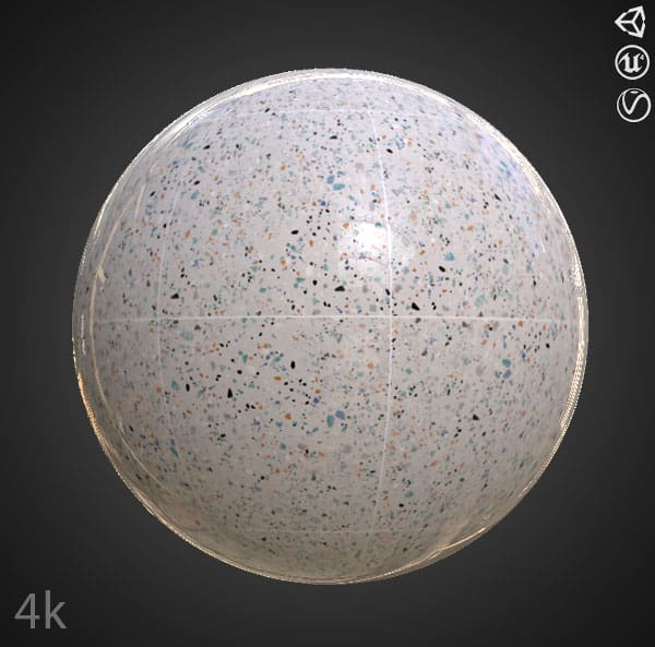 Grey Ceramic Floor Tiles Terrazzo PBR Texture Substance Free