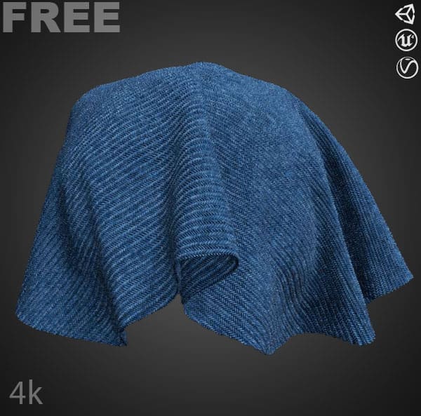 Synthetic Blue Twill Weave Substance SBSAR PBR Texture Free
