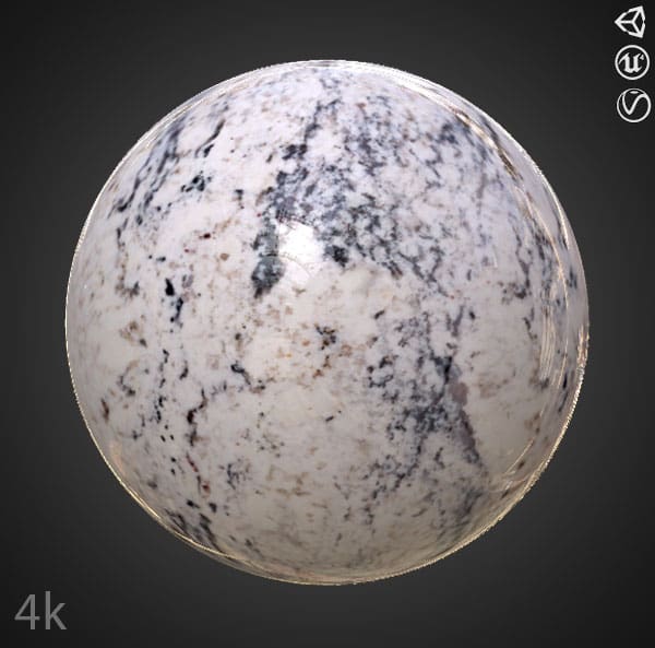 White Granite Marble Seamless PBR Texture in High Res 4K Free