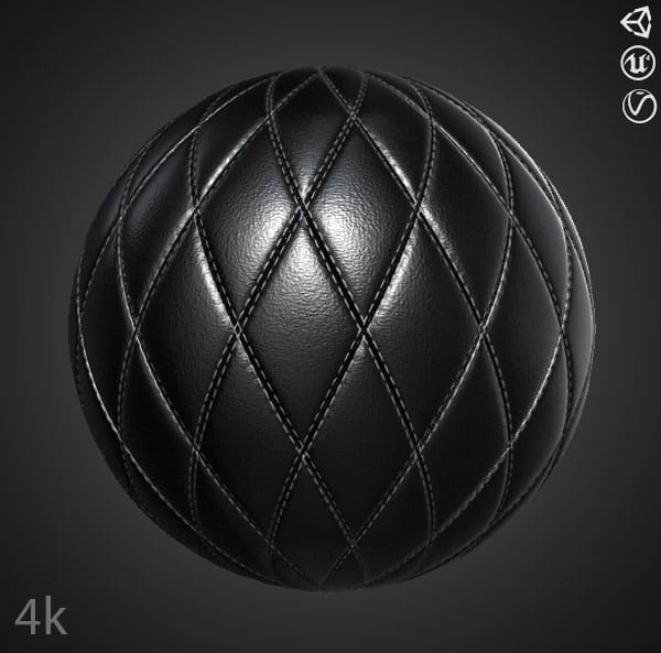 Black Diamond Leather Double Stitch Substance Texture PBR Free