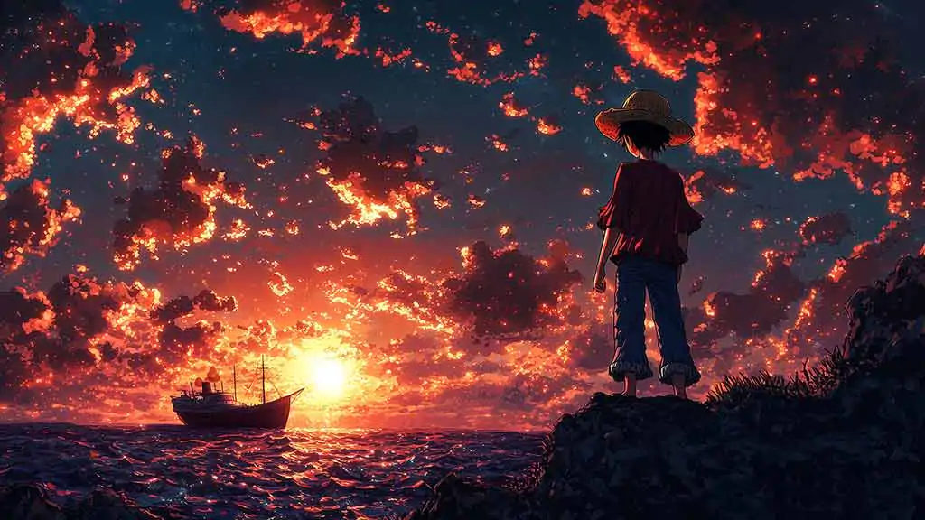 Monkey D Luffy Sunset Wallpaper 4K HD -One Piece Anime Free