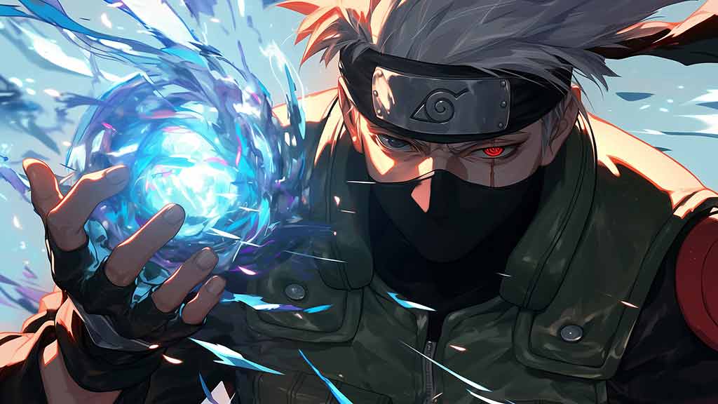 Kakashi Sharingan Rasengan 4K Wallpaper | Naruto Anime Art